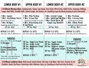 Upper & Lower Body Routines -- Quick Reference Guide | Super Sister Fitness