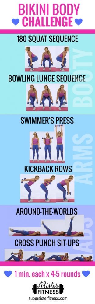 Bikini Body Workout Challenge | Total Body Bootcamp for Arms, Abs ...