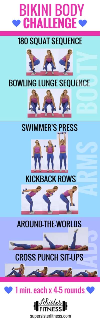 Bikini Body Workout Challenge | Total Body Bootcamp for Arms, Abs ...